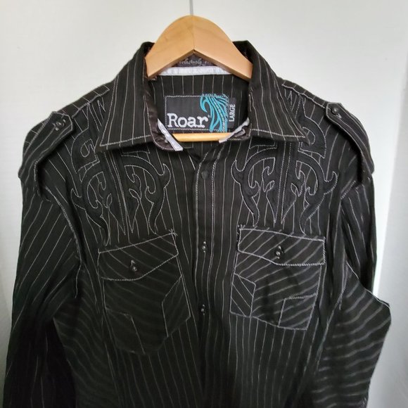 Roar | Shirts | Mens Black Roar Signature Western Shirt White Cross ...
